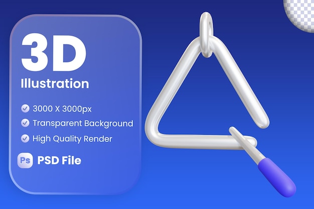 Premium PSD | Triangle instrument 3d icon Premium PSD | Triangle instrument 3d icon
