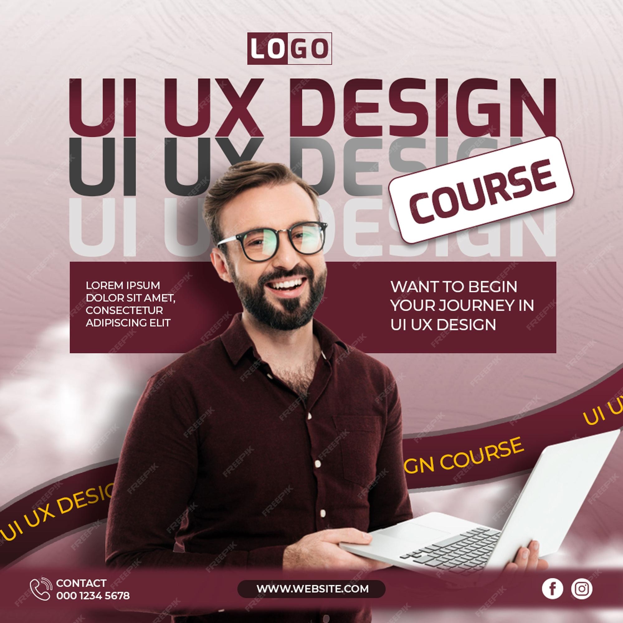 Premium PSD | UI UX design Course social media poster design Premium PSD | UI UX design Course social media poster design