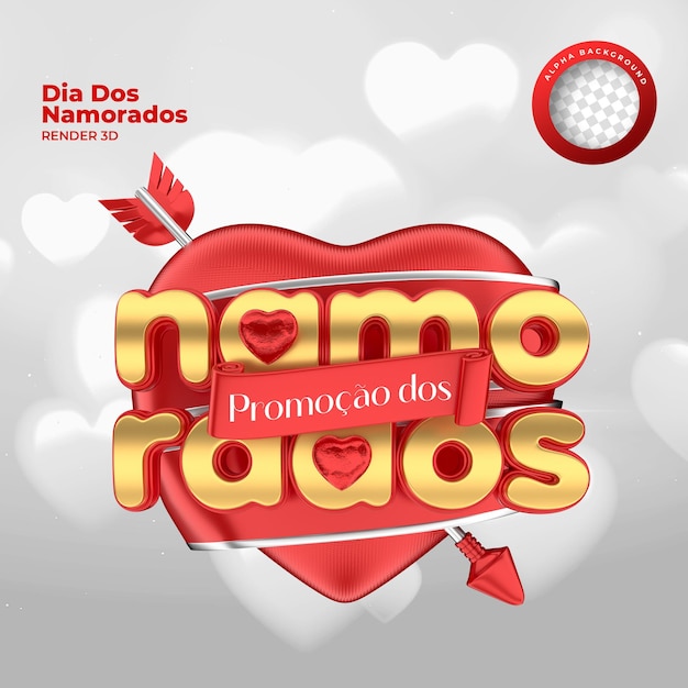 Premium Psd Valentines Day Label Brazilian With Heart Arrow 3d Render