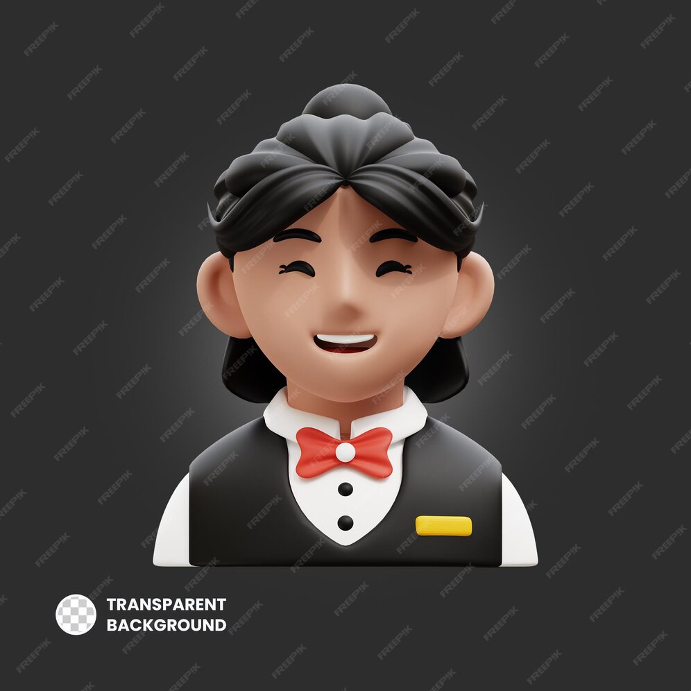 Premium Psd Waitress 3d Profession Avatars Illustrations