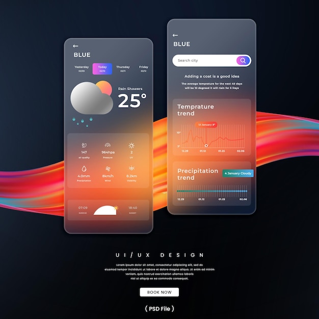 Premium PSD | Weather Forecast UI UX App Design Premium PSD | Weather Forecast UI UX App Design