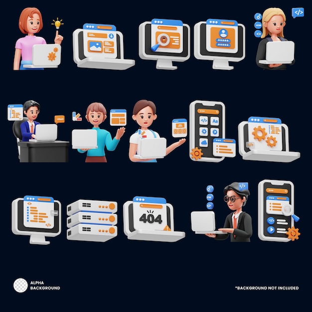 Premium PSD | Web development 3d illustration Premium PSD | Web development 3d illustration
