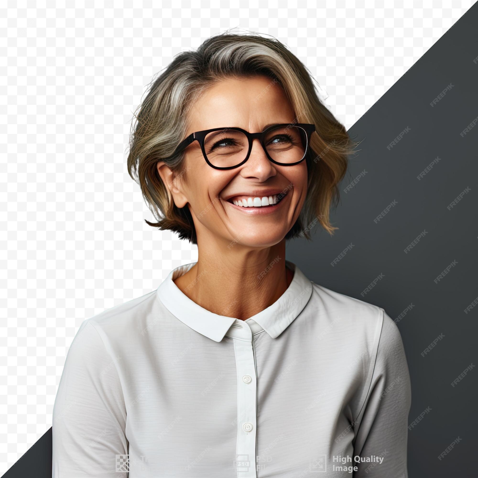 Premium Psd A Woman Wearing Glasses And A Shirt With A White Shirt