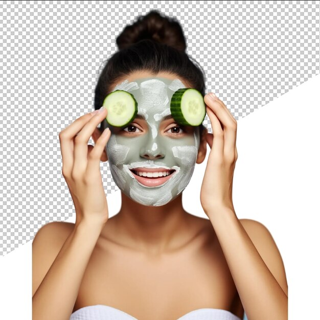 Premium Psd A Woman With A Mask On Her Face With Cucumbers On Her Face