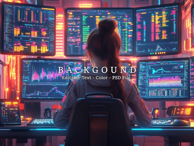 Woman Working in a Cyber Security Operations Center | Premium AI ... Woman Working in a Cyber Security Operations Center | Premium AI ...