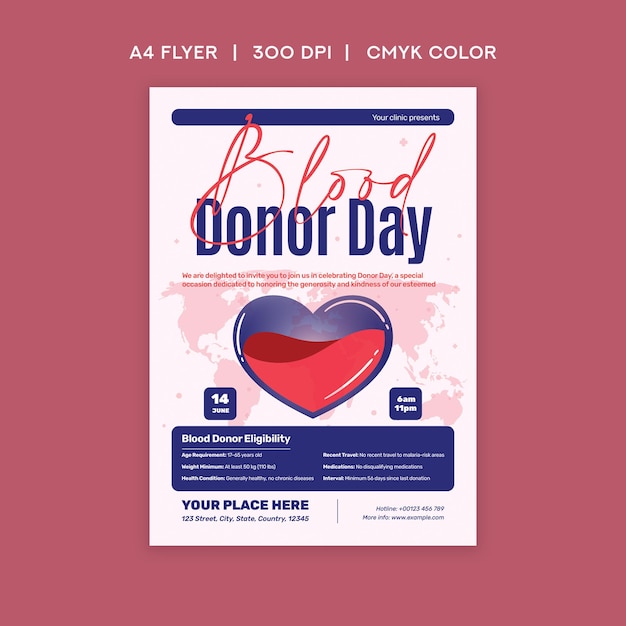 Premium PSD | World Blood Donor Day Flyer Premium PSD | World Blood Donor Day Flyer