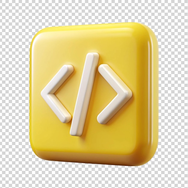 Yellow programming 3d render code icon isolated on transparent ... Yellow programming 3d render code icon isolated on transparent ...