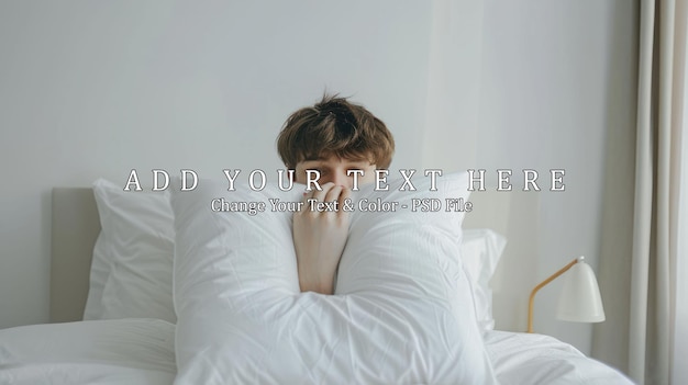 Young Man Hiding Behind Pillow | Premium AI-generated PSD Young Man Hiding Behind Pillow | Premium AI-generated PSD