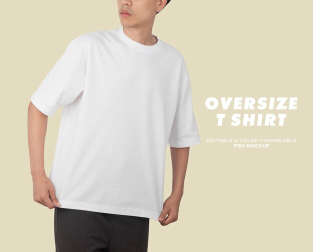 Premium Psd Young Man In Oversize T Shirt Mockup Psd Template For