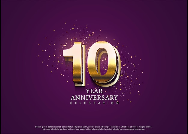 Premium Vector | 10th anniversary celebration on purple background. Premium Vector | 10th anniversary celebration on purple background.