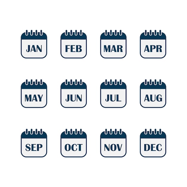 Premium Vector | 12 months calendar icon vector isolated on white Premium Vector | 12 months calendar icon vector isolated on white