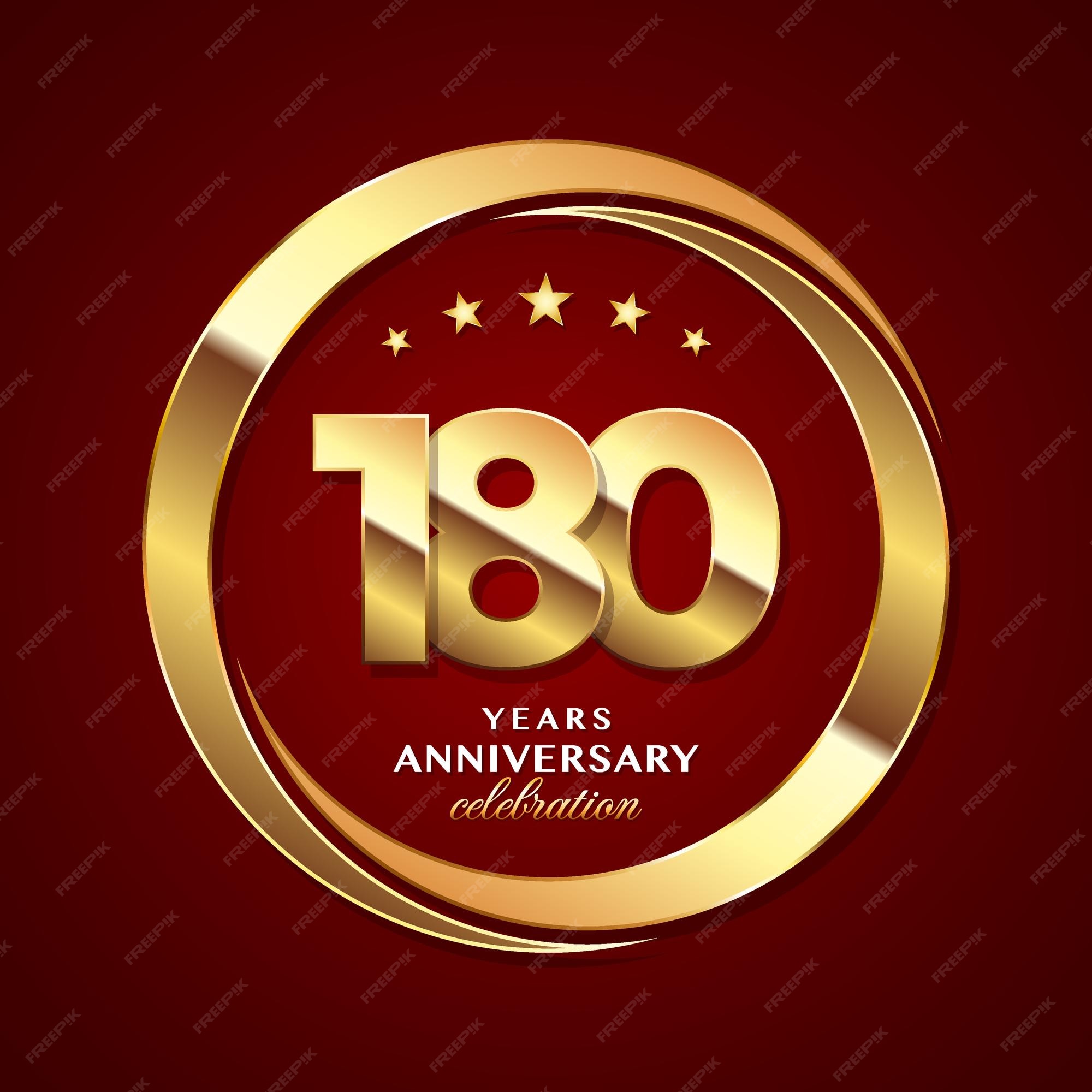 Premium Vector | 180th anniversary logo design with shiny gold ring ... Premium Vector | 180th anniversary logo design with shiny gold ring ...
