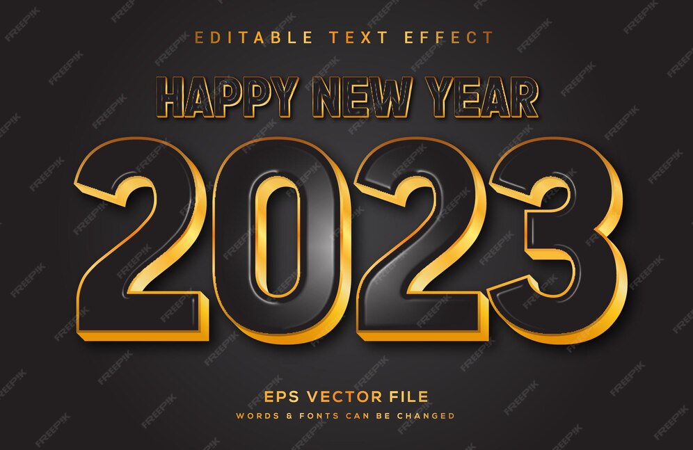Premium Vector 2023 Happy New Year Text Effect Style Design
