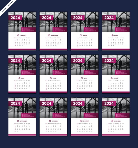 Premium Vector | 2024 Vector Calendar Design Template Premium Vector | 2024 Vector Calendar Design Template
