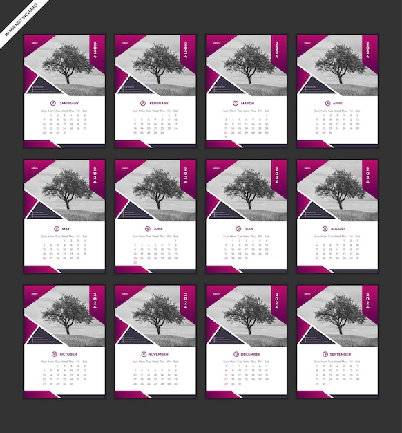 Premium Vector | 2024 Vector Calendar Design Template Premium Vector | 2024 Vector Calendar Design Template