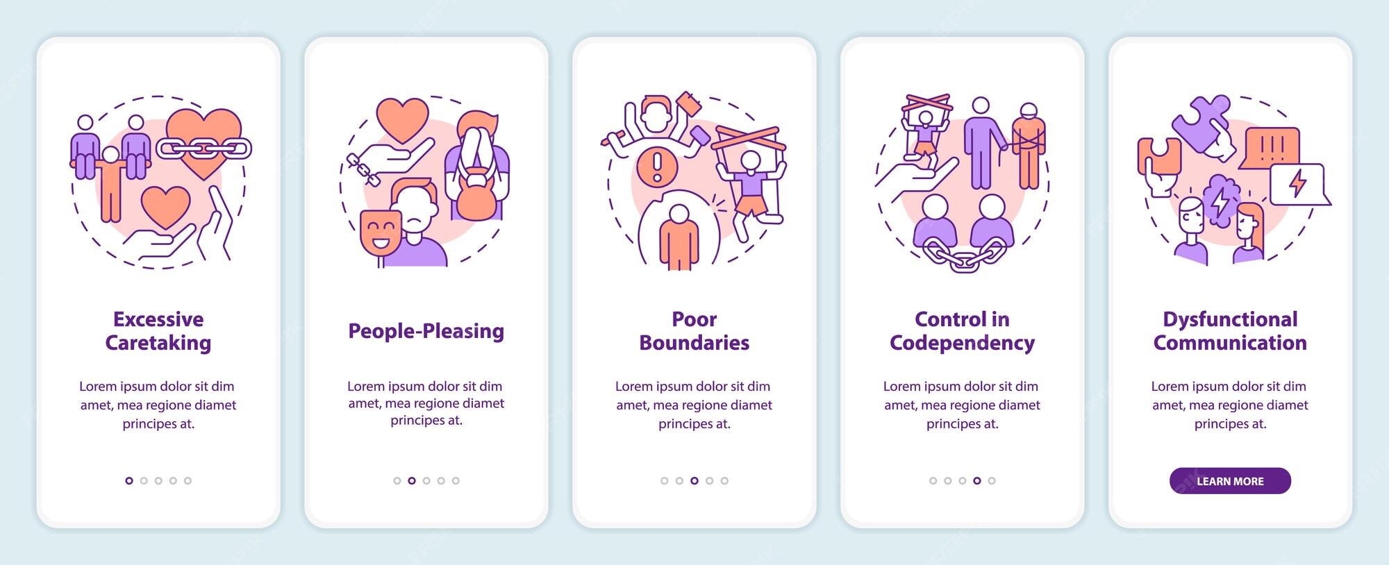 Premium Vector | 2d icons representing codependent relationship mobile ...