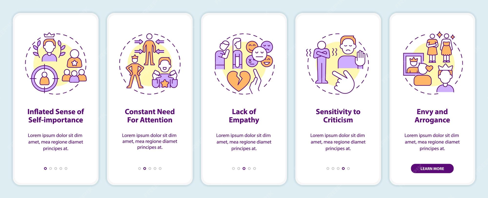 Premium Vector 2d Icons Representing Codependent Relationship Mobile App Screen Set