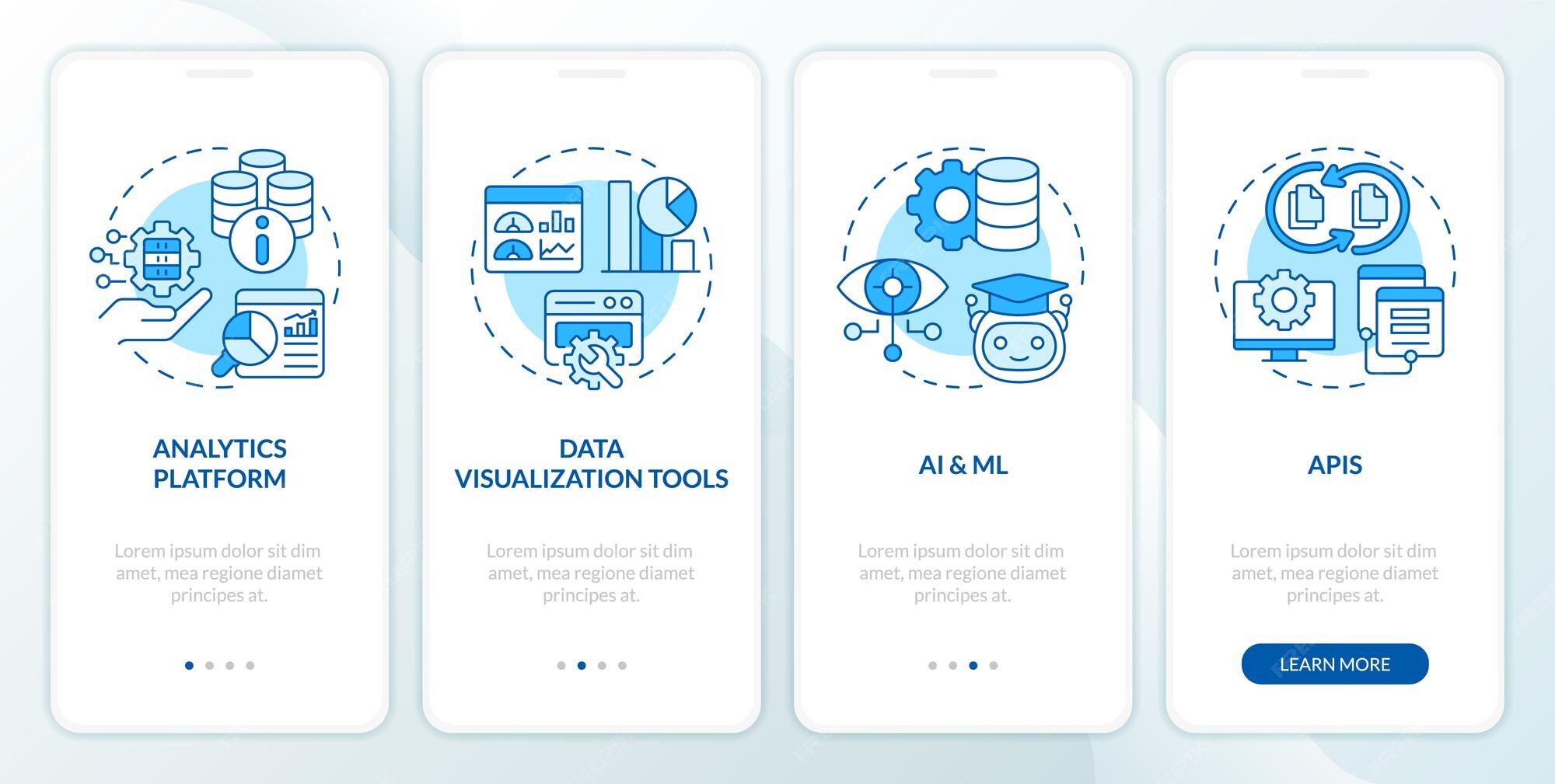 Premium Vector 2d Linear Icons Representing Data Democratization Mobile App Screen Set 4 Steps