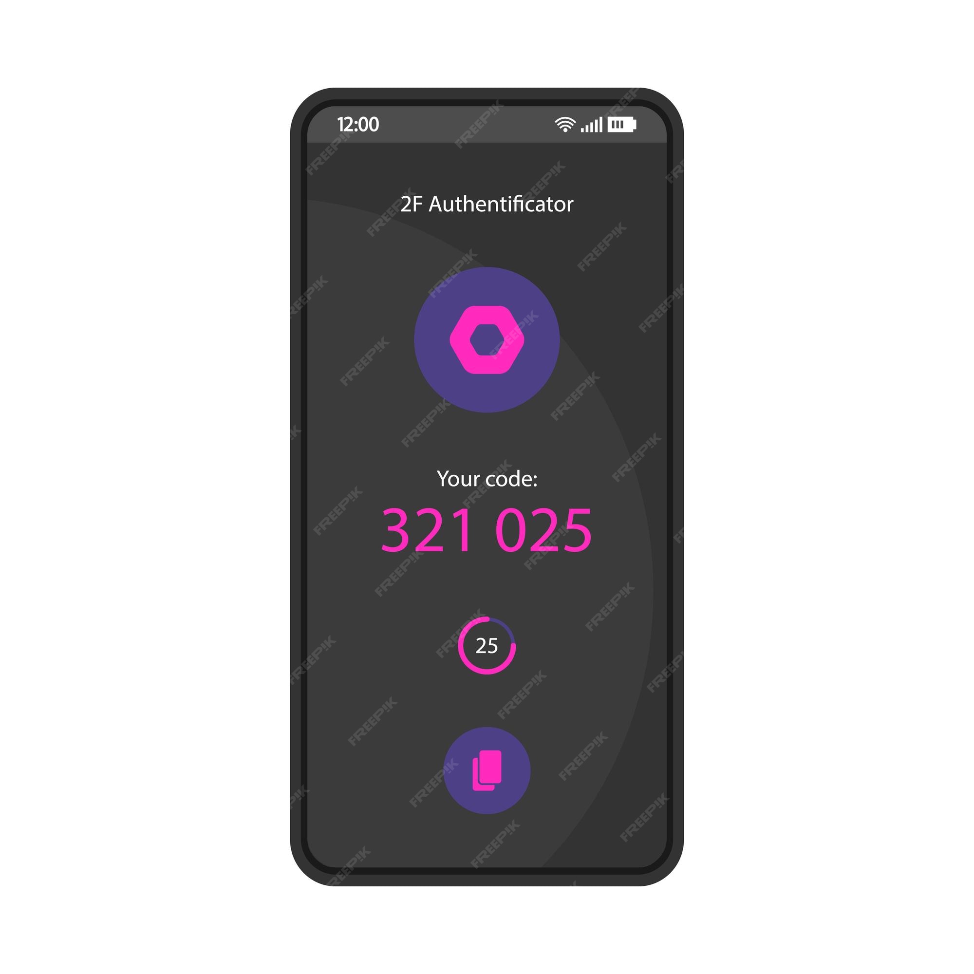 Premium Vector | 2f authenticator smartphone interface vector template ...