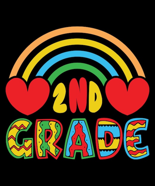 Premium Vector | 2nd grade rainbow girl boys teacher hello second grade ... Premium Vector | 2nd grade rainbow girl boys teacher hello second grade ...