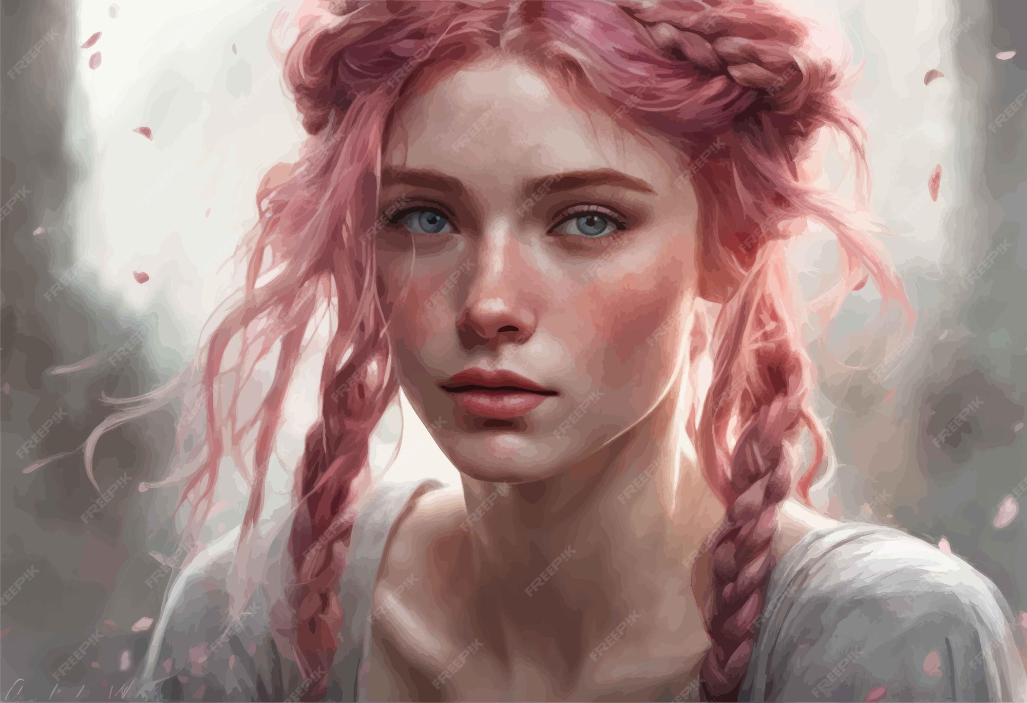 Premium Vector 3 D Illustration Of A Young Girl With A Fantasy Hair3 D Illustration Of A Young