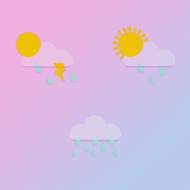 Premium Vector | 3 weather icon sun and cloud in glassmorphism style Premium Vector | 3 weather icon sun and cloud in glassmorphism style