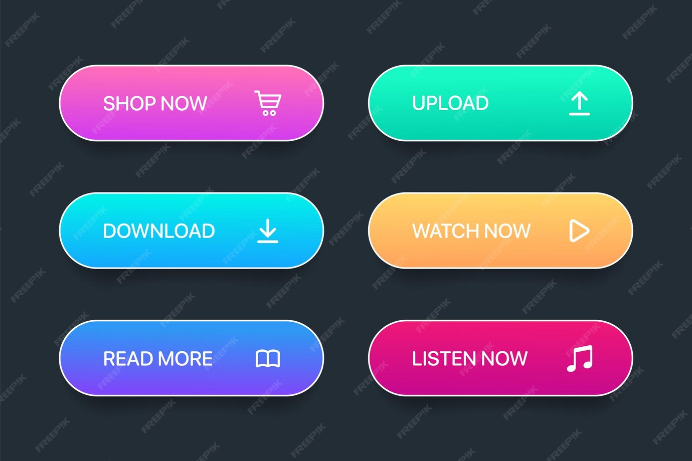 Premium Vector | 3d click here web buttons click more download buy read ...