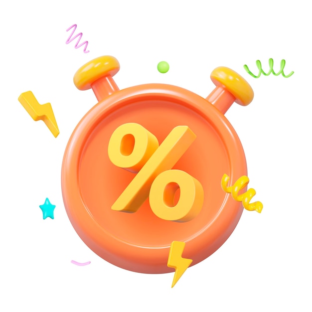 Premium Vector | 3d clock with sign percent and confetti Flash sale ... Premium Vector | 3d clock with sign percent and confetti Flash sale ...