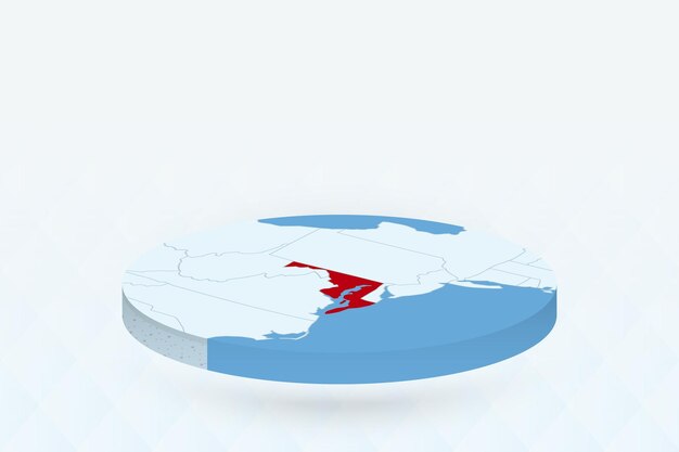 Premium Vector | 3D Isometric Map Highlighting Maryland in Red Premium Vector | 3D Isometric Map Highlighting Maryland in Red