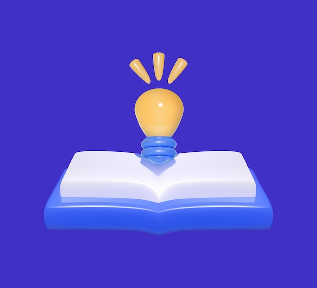 Premium Vector | 3D Light Bulb Over Open Book Premium Vector | 3D Light Bulb Over Open Book