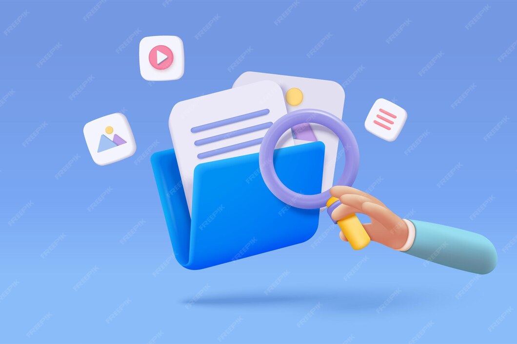 Premium Vector | 3d media file management concept searching image and ...