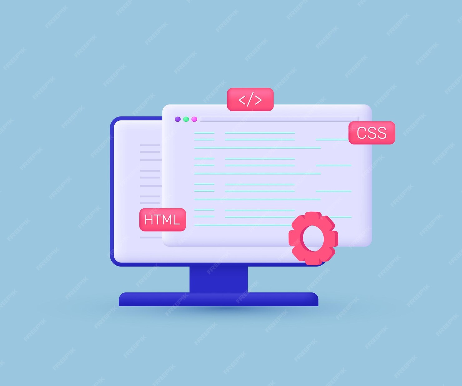 Premium Vector 3d Realistic Website Programming Coding Web Development Style Vector Design