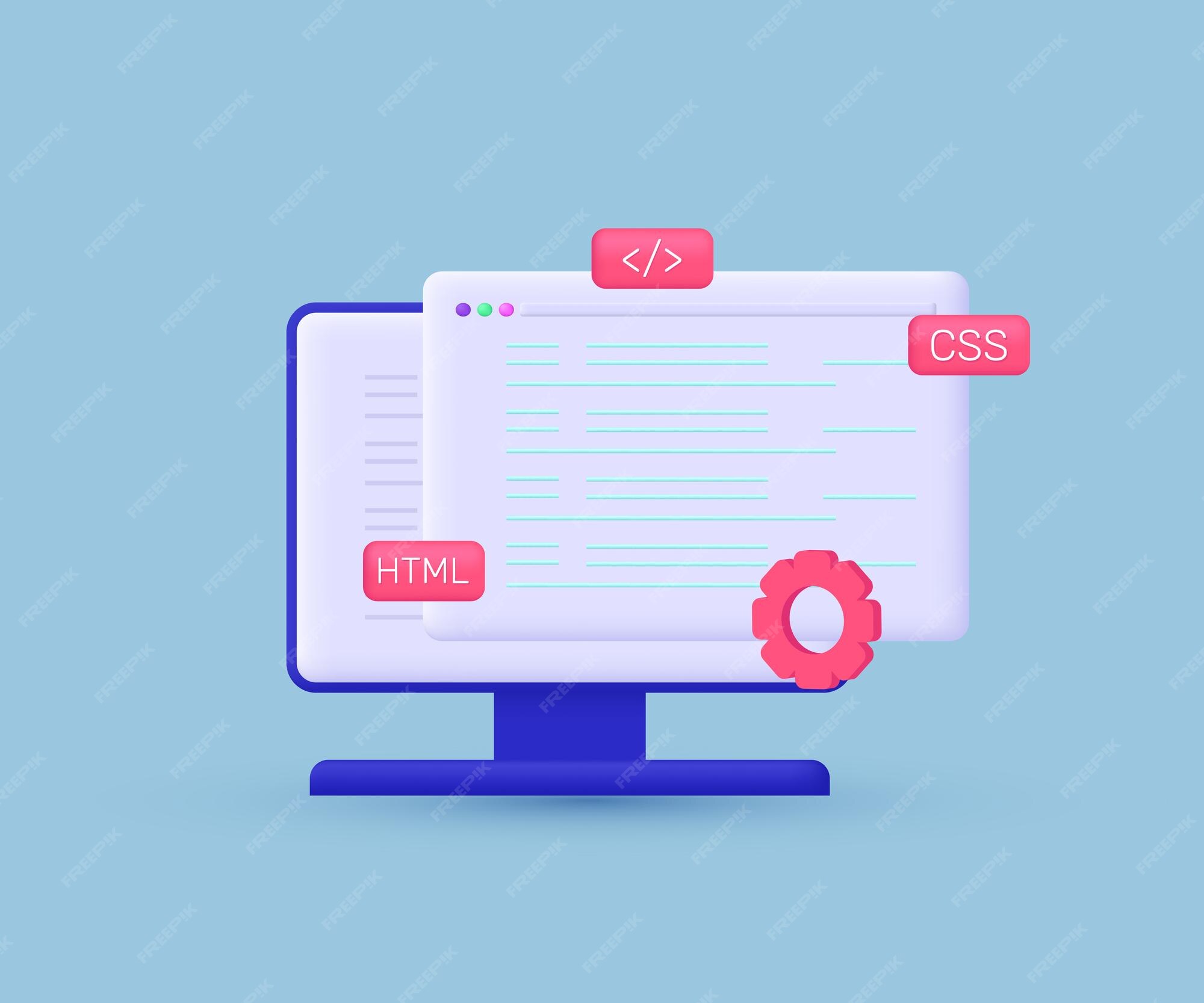 Premium Vector | 3d realistic website programming coding web ...