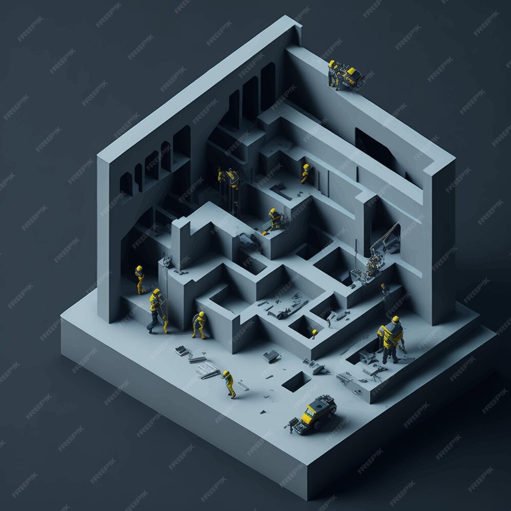 Premium Vector | 3d render concrete construction work in progress vector Premium Vector | 3d render concrete construction work in progress vector