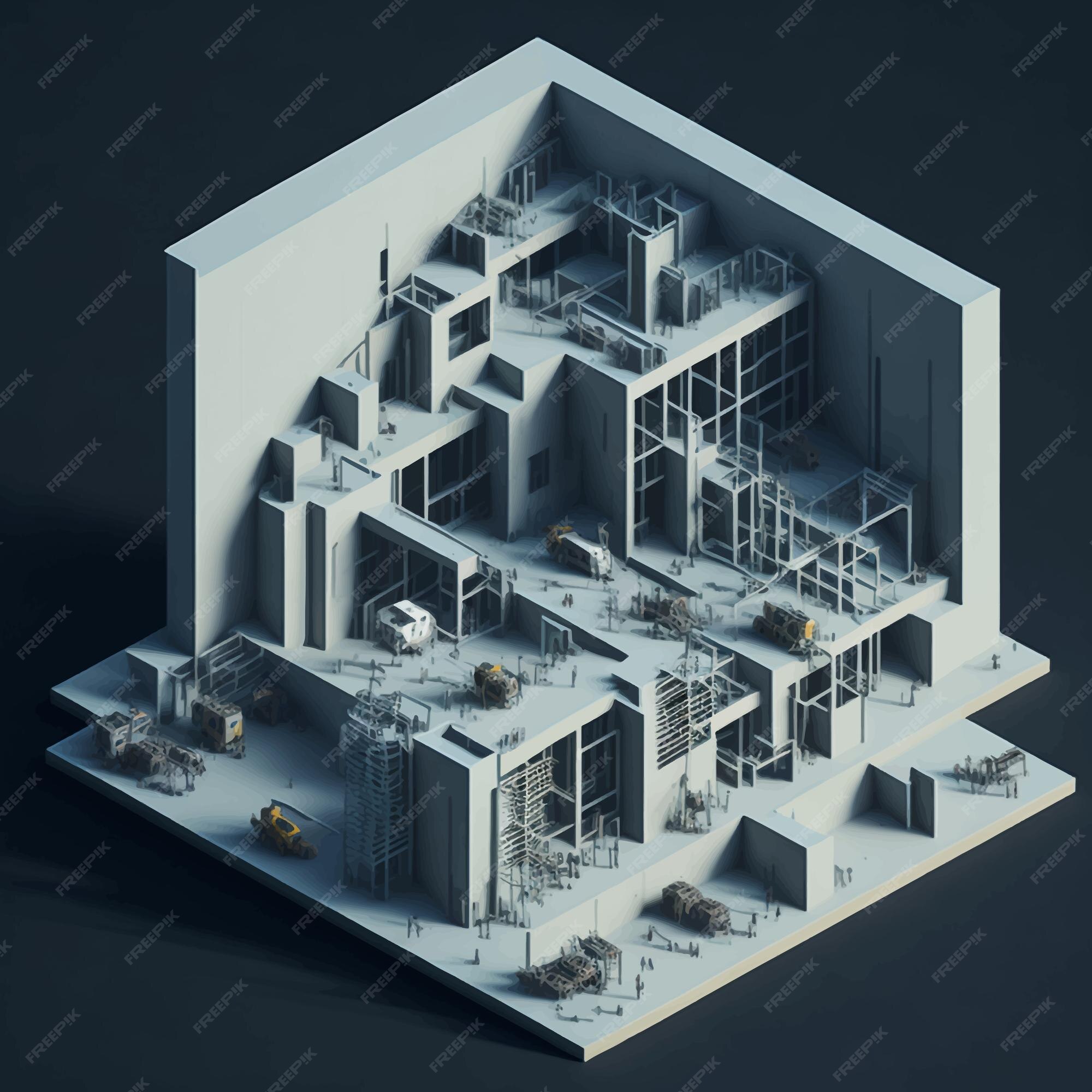 Premium Vector | 3d render concrete construction work in progress vector Premium Vector | 3d render concrete construction work in progress vector