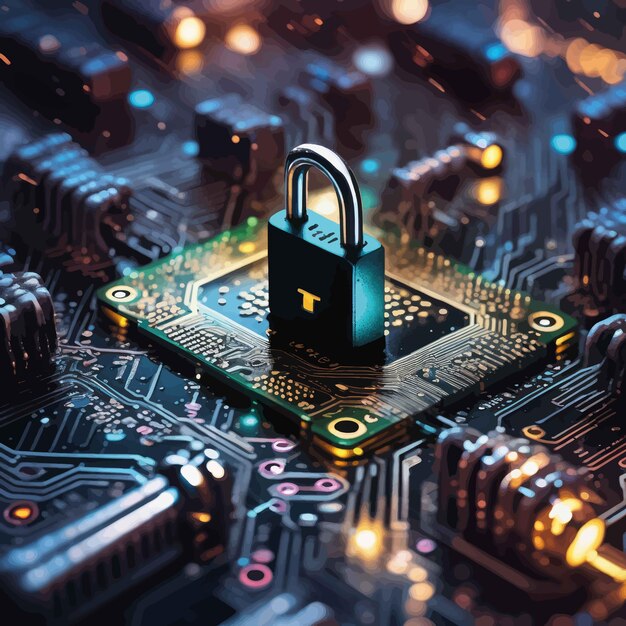 Premium Vector | 3d rendering cyber security concept with binary circuit lock and circuit 3d ...