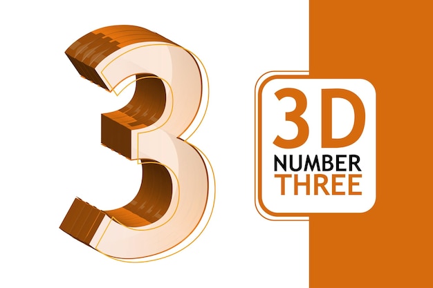 Premium Vector | 3D THREE NUMBER Premium Vector | 3D THREE NUMBER