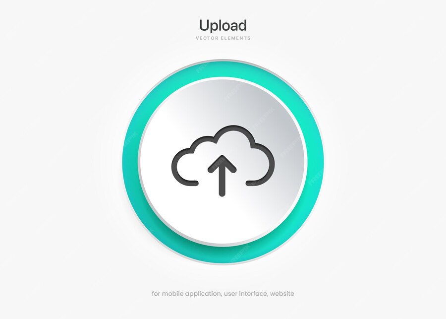 Premium Vector | 3d upload button icon. uploading icon. up arrow bottom side symbol. click here ...