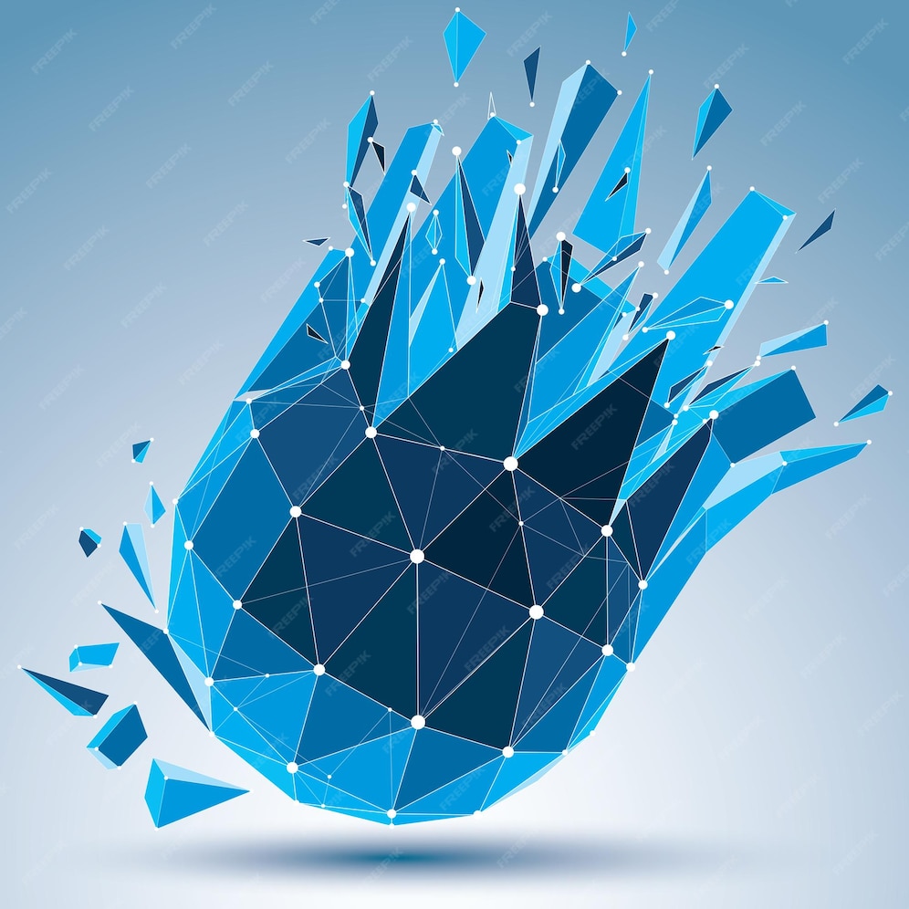 Premium Vector 3d Vector Digital Wireframe Spherical Object Broken Into Different Particles