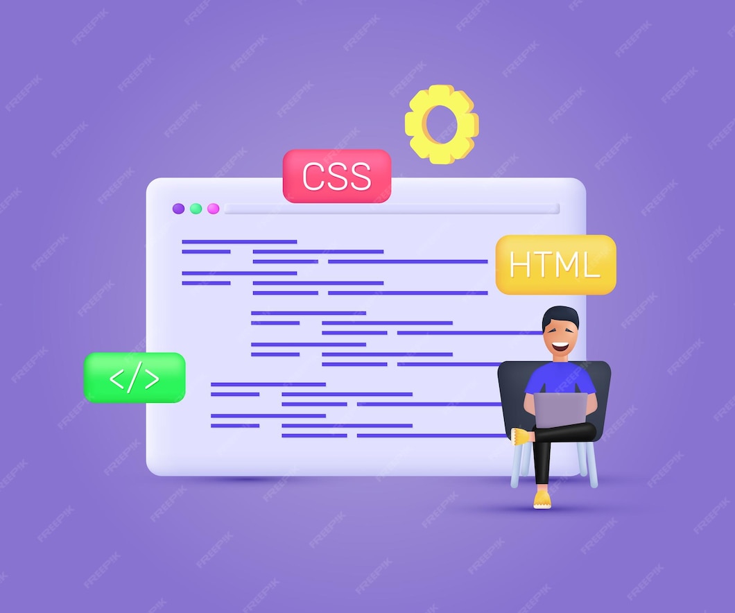 Premium Vector | 3d website programming coding web development influencer style vector design