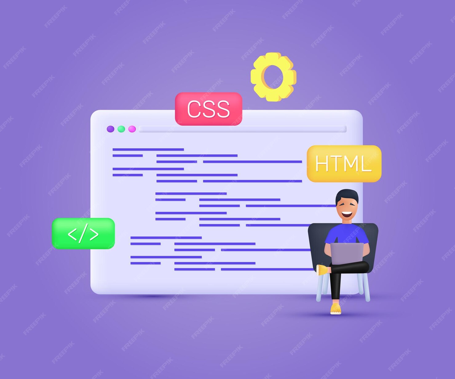 Premium Vector | 3d website programming coding web development influencer style vector design