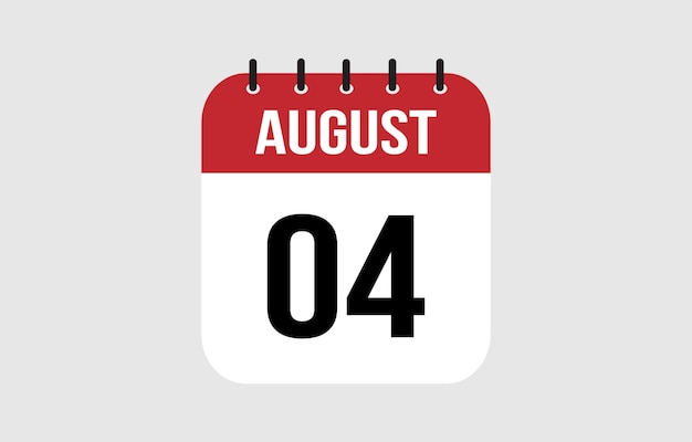 Premium Vector | 4 August Calendar August Calendar Vector Illustration Premium Vector | 4 August Calendar August Calendar Vector Illustration