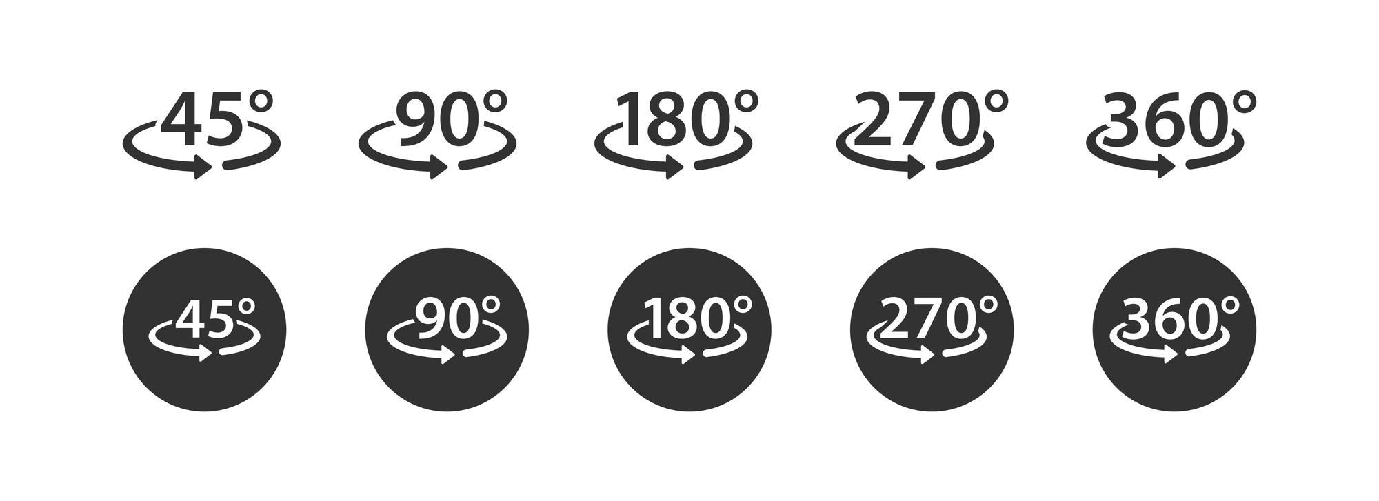 Premium Vector | 45 90 180 270 360 degree icon arrow rotate symbol ... Premium Vector | 45 90 180 270 360 degree icon arrow rotate symbol ...