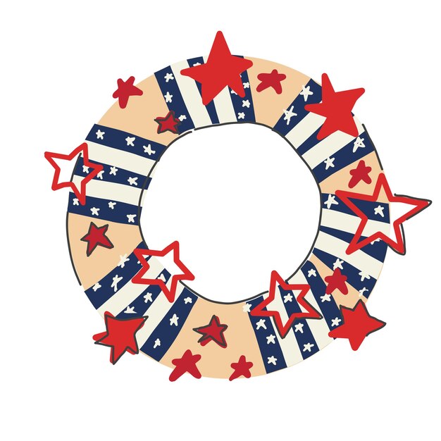 Premium Vector | The 4th of july vector illustration with patriotic wreath Premium Vector | The 4th of july vector illustration with patriotic wreath
