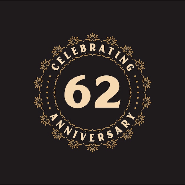 Premium Vector | 62 anniversary celebration greetings card for 62 years ... Premium Vector | 62 anniversary celebration greetings card for 62 years ...