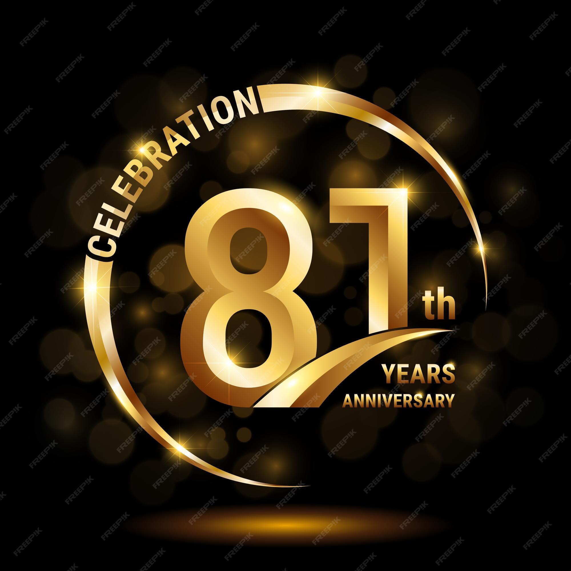 Premium Vector 81th Anniversary Celebration Logo Design With Gold