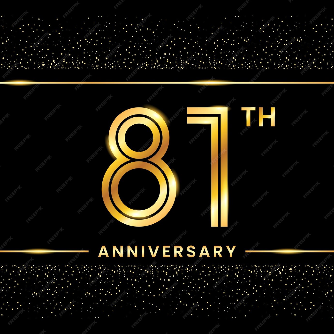 Premium Vector 81th Anniversary Gold Color Template Design For