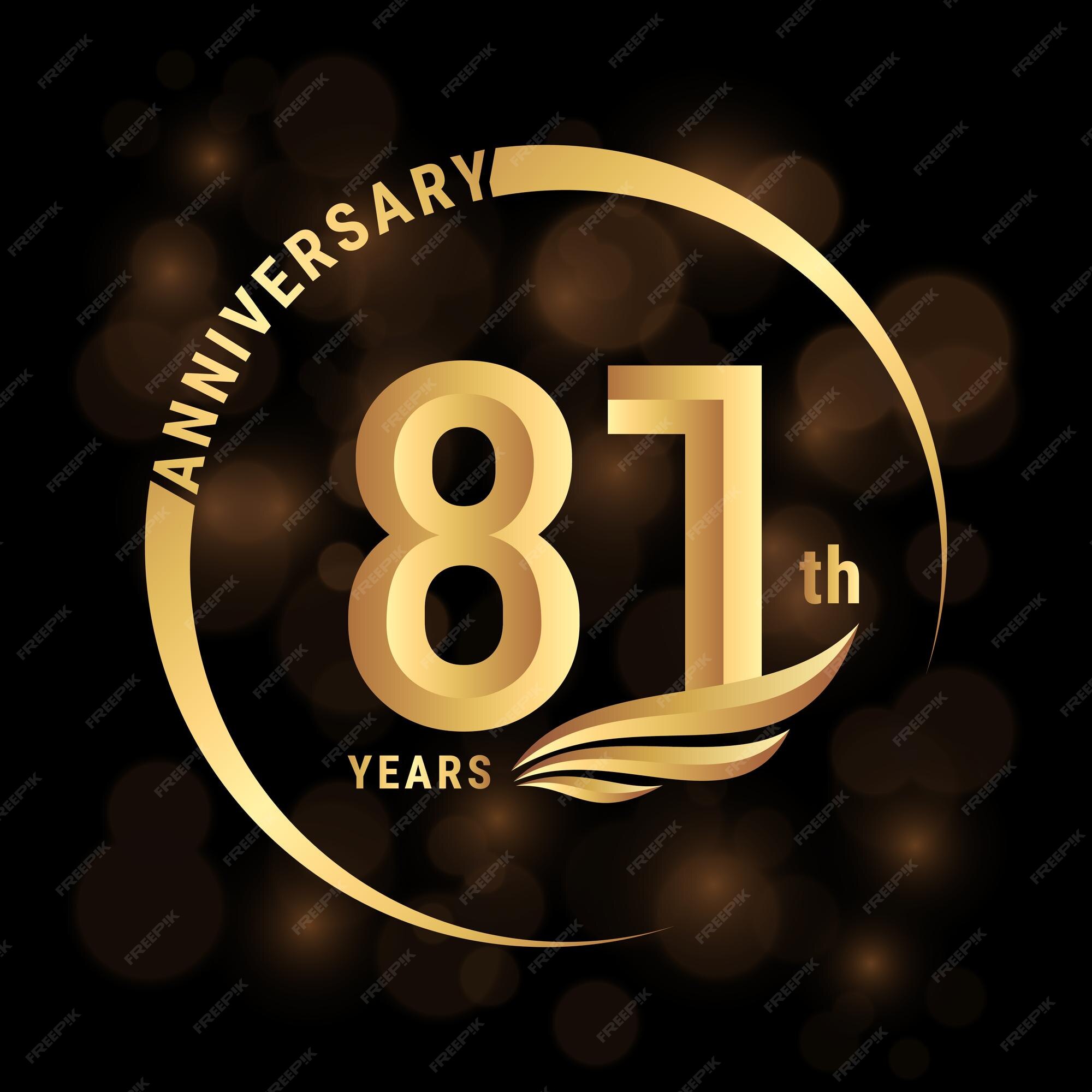 Premium Vector 81th Anniversary Logo Design With Golden Wings And