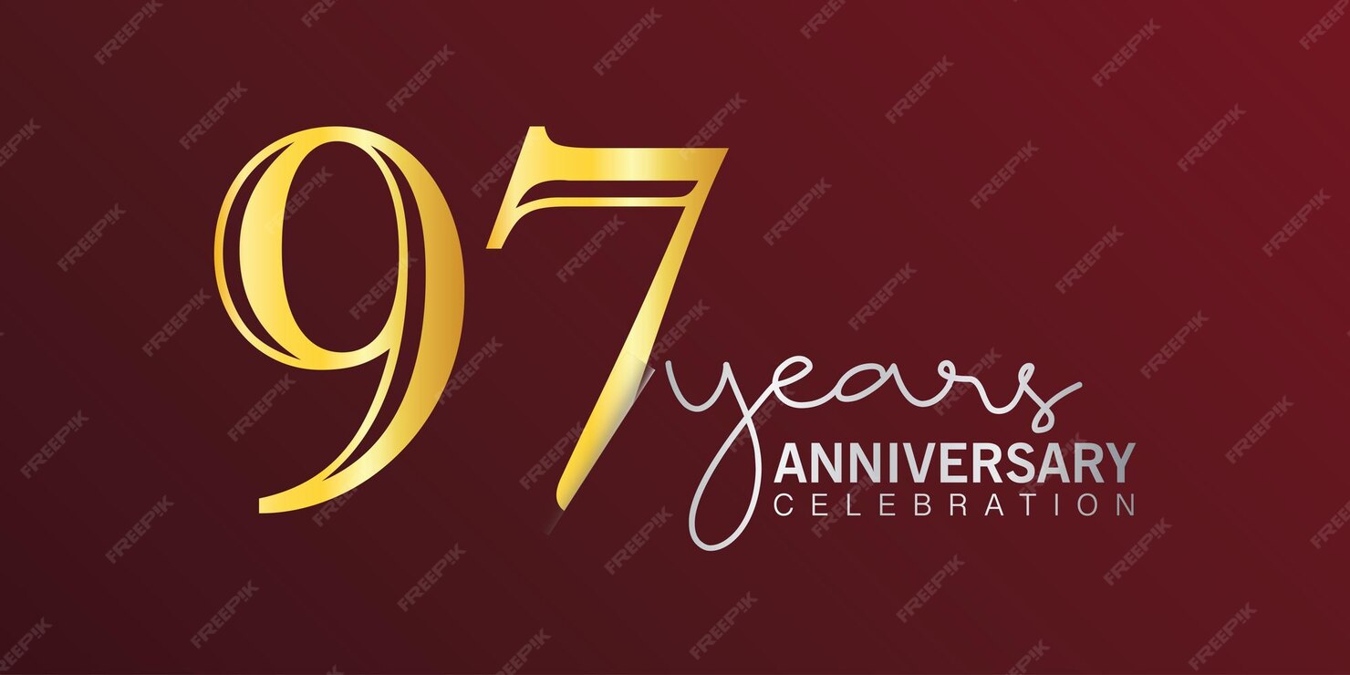 Premium Vector | 97th anniversary celebration logotype number gold ...