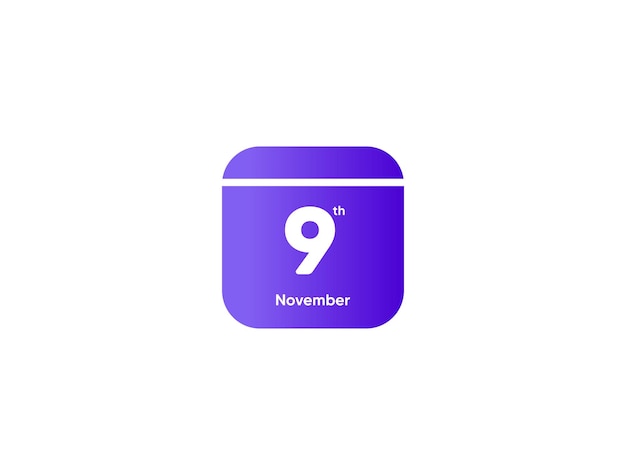Premium Vector | 9th november calendar date month icon with gradient ... Premium Vector | 9th november calendar date month icon with gradient ...